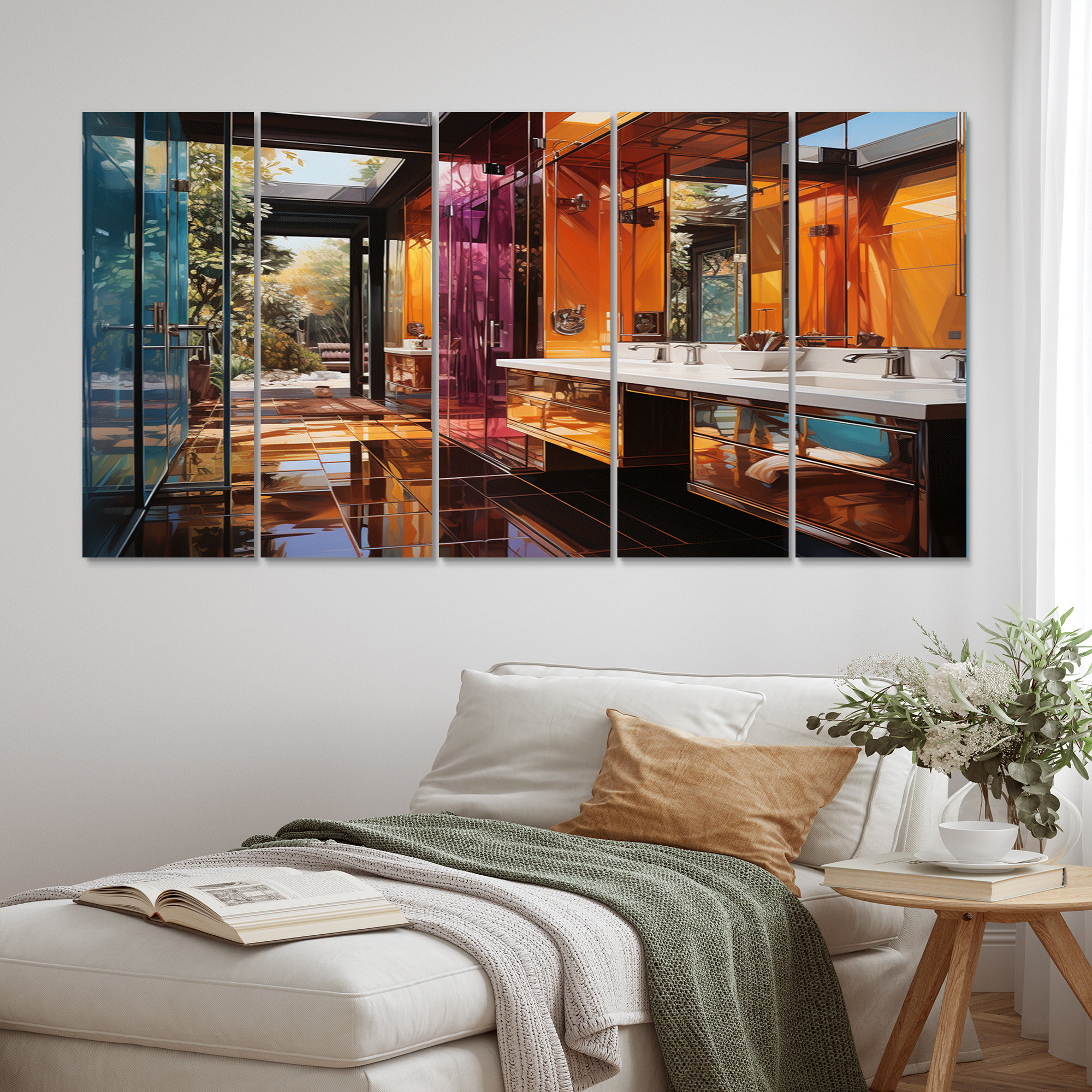 Wrought Studio™ Bathroom Abstract Reflections III - Bath & Laundry Wall Art Print - 5 Equal ...